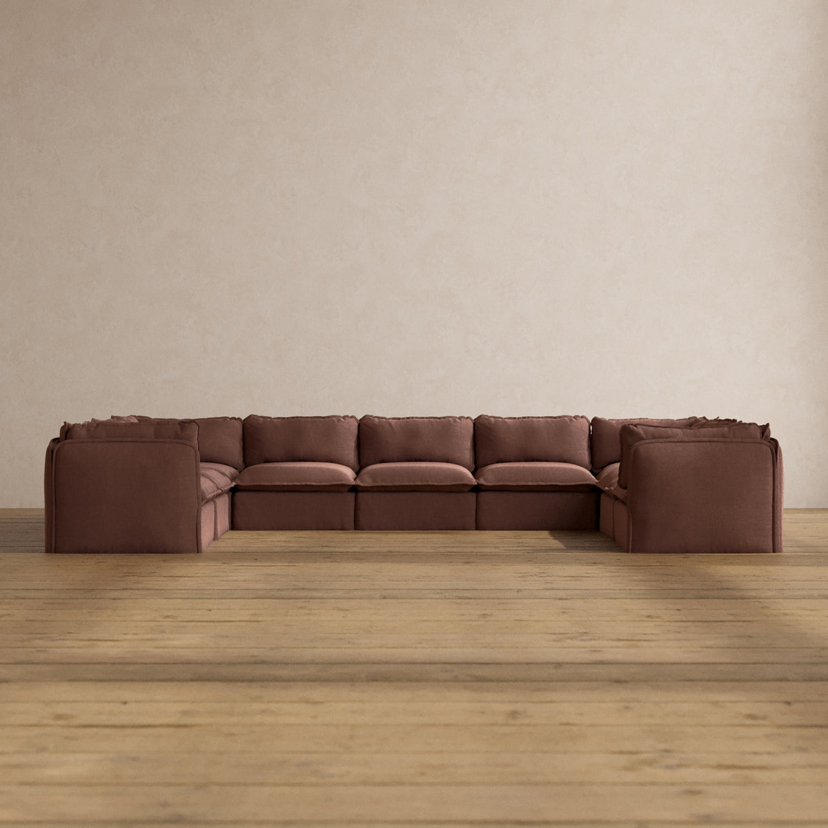 Modular Washable 9-Seater U-Sectional in Chestnut | Deluxe+ Seat | Clo ...
